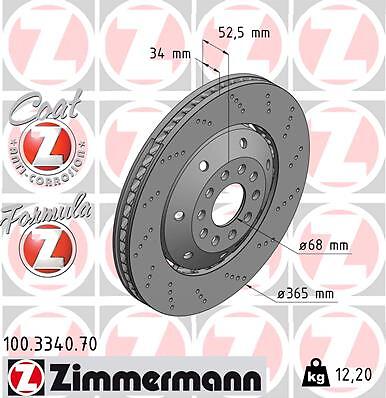 2x ZIMMERMANN 100.3340.70 Brake Disc Pair Front Axle RIGHT For AUDI | eBay