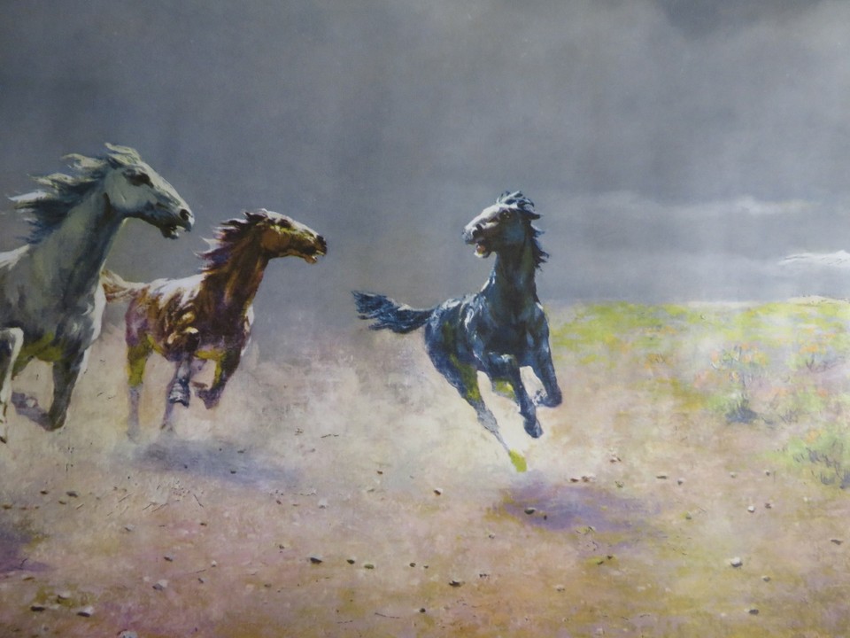 LARGE 1962 AUGUST ALBO, ART LITHO PRINT “FREE AS THE WIND” UNFRAMED 25 ...