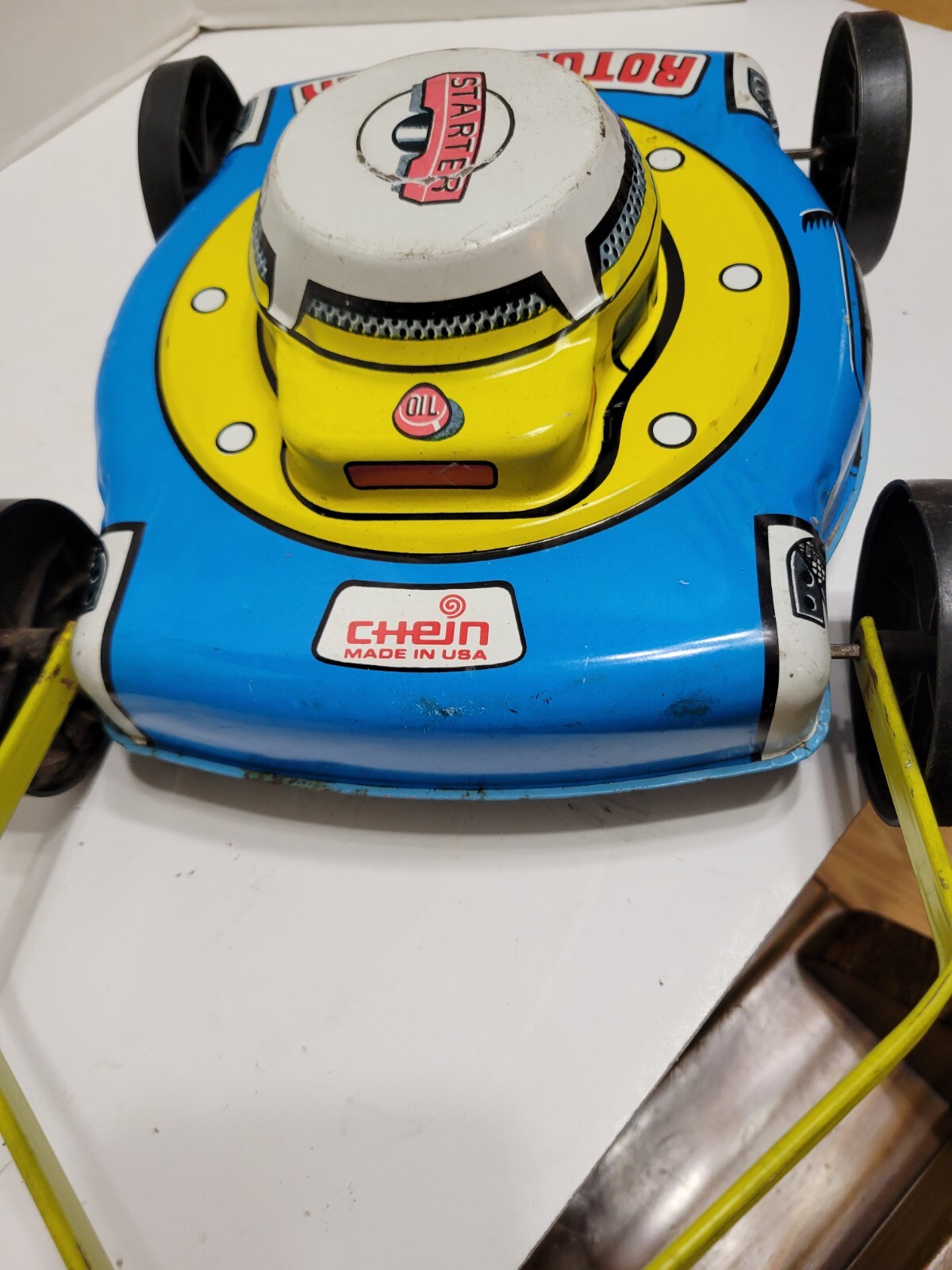 Vintage J. Chein & Co Rotor Mower Tin Litho Metal Push Toy Lawnmower | eBay