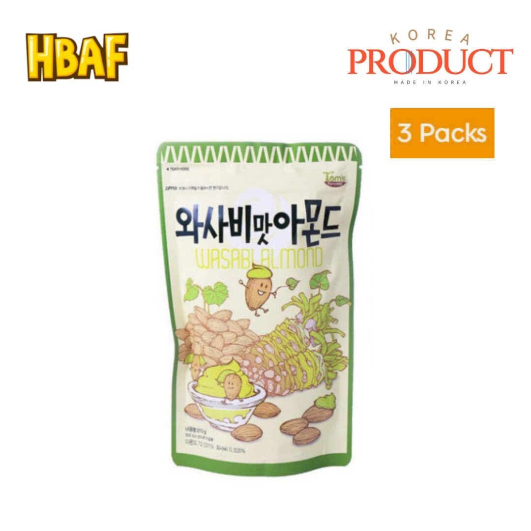 HBAF Wasabi Almonds 120g 3packs HBAF Wasbi Flavored Almonds Korean ...