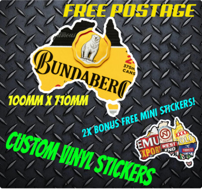 Australia Map Bundaberg Rum - Custom Vinyl Stickers - FAST POSTAGE ...