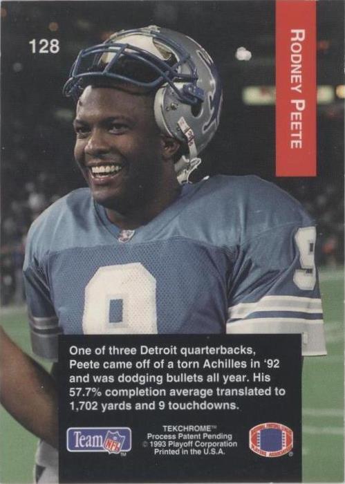 1993 Playoff Rodney Peete #128 for sale | eBay