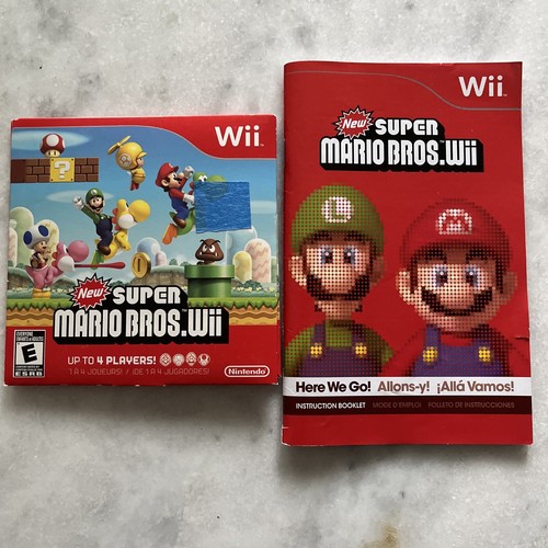 New Super Mario Bros Wii Complete CIB Cardboard Sleeve Console Release ...