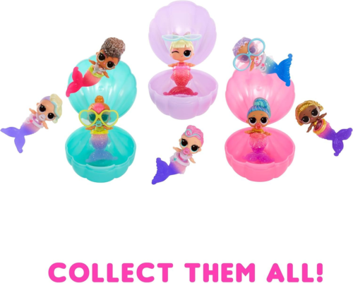 LOL Surprise Mermaids Baby Sisters with Color Change Tail, 8 Dolls to ...