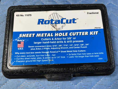 Hougen 11075 RotaCut Fractional Sheet Metal Hole Cutter Kit with Case, VGC | eBay