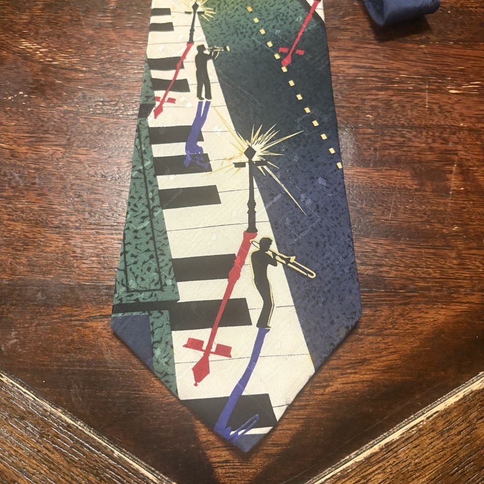 Vintage 90’s Silk Tie by Je Suis Jazz Trumpet Player on Piano Road ...