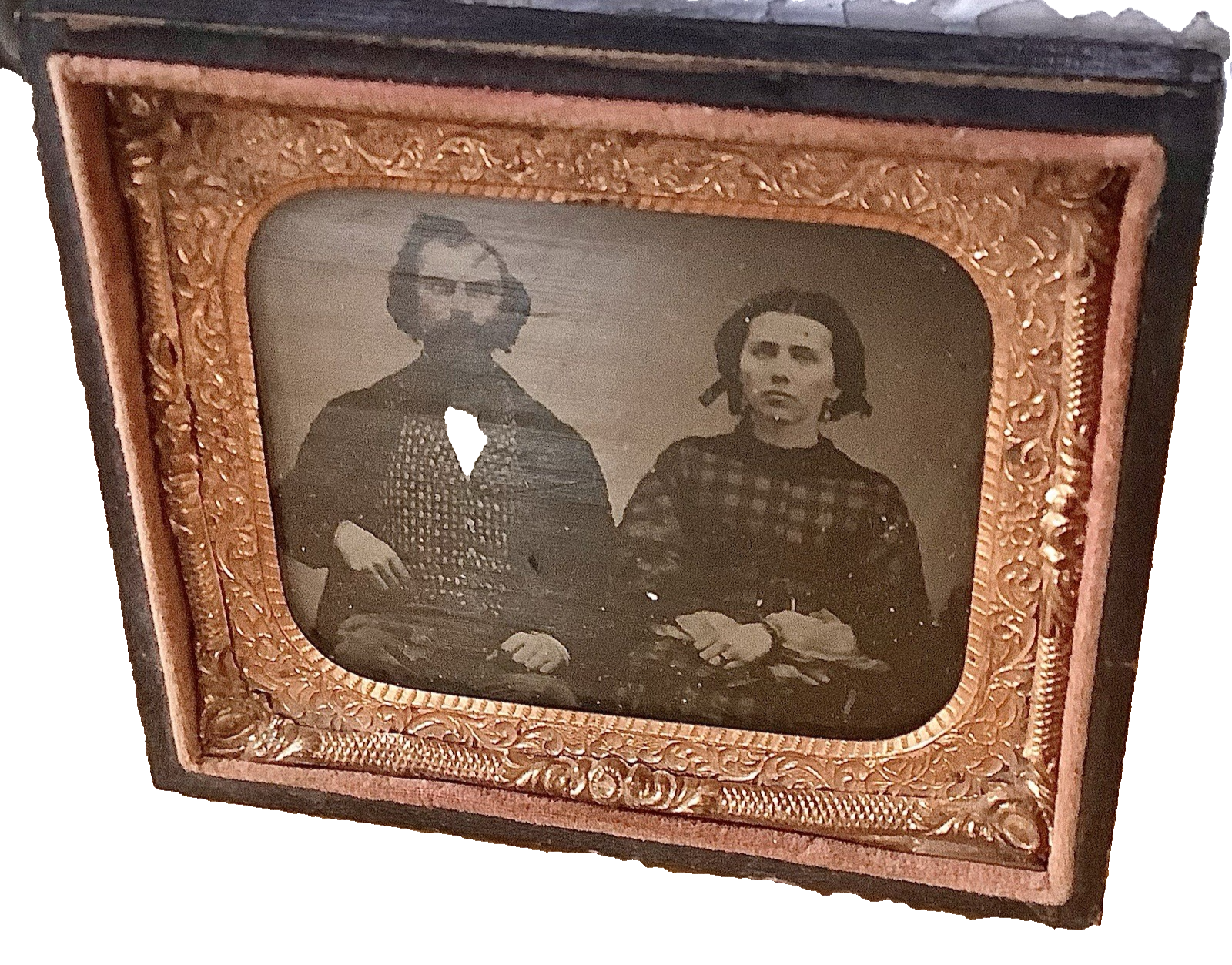Antique Ambrotype Image of Married Couple Leather Photo Case Intact 3 ...