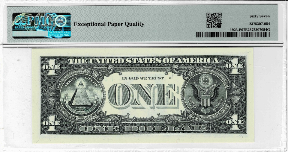1995 $1 Federal Reserve'WEB'Note-(FD Block)-Run 15--1/10-PMG 67 EPQ ...