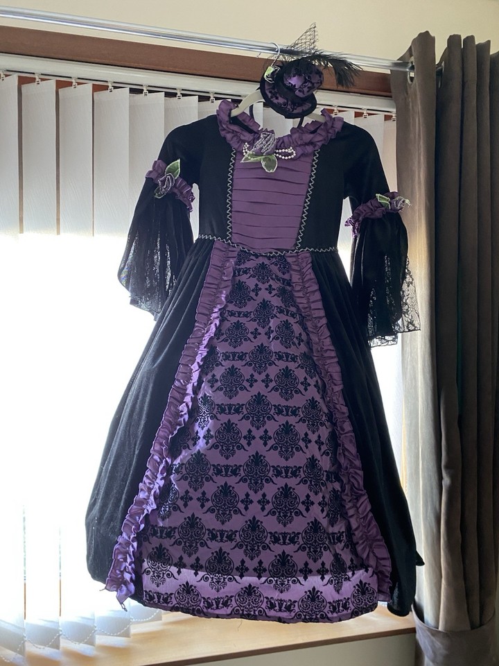 DREAM PLAY IMAGINE WITCH COSTUME SIZE 5-6/6-7 116cm BLACK PURPLE WORK ...