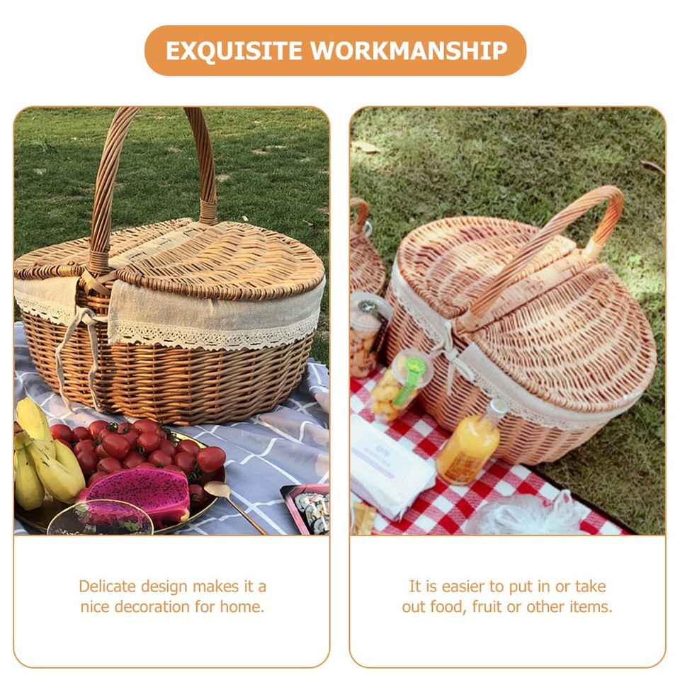 Woven Handle Picnic Blanket Table Picnic Set Outdoor Fruit Vegetable ...