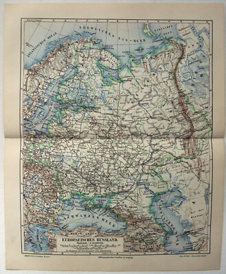 European Russia - Original 1908 Map by Meyers. A German Antique | eBay