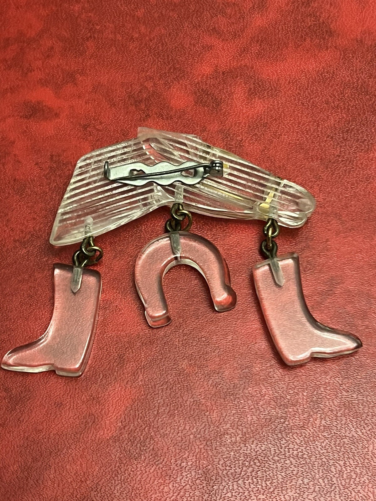 Rare Carved Bakelite Lucite Transparent Horse Boots H… - Gem