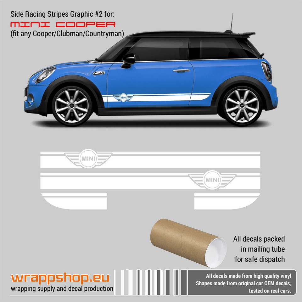 Racing Side Stripes Graphics Decals for Mini Cooper | eBay