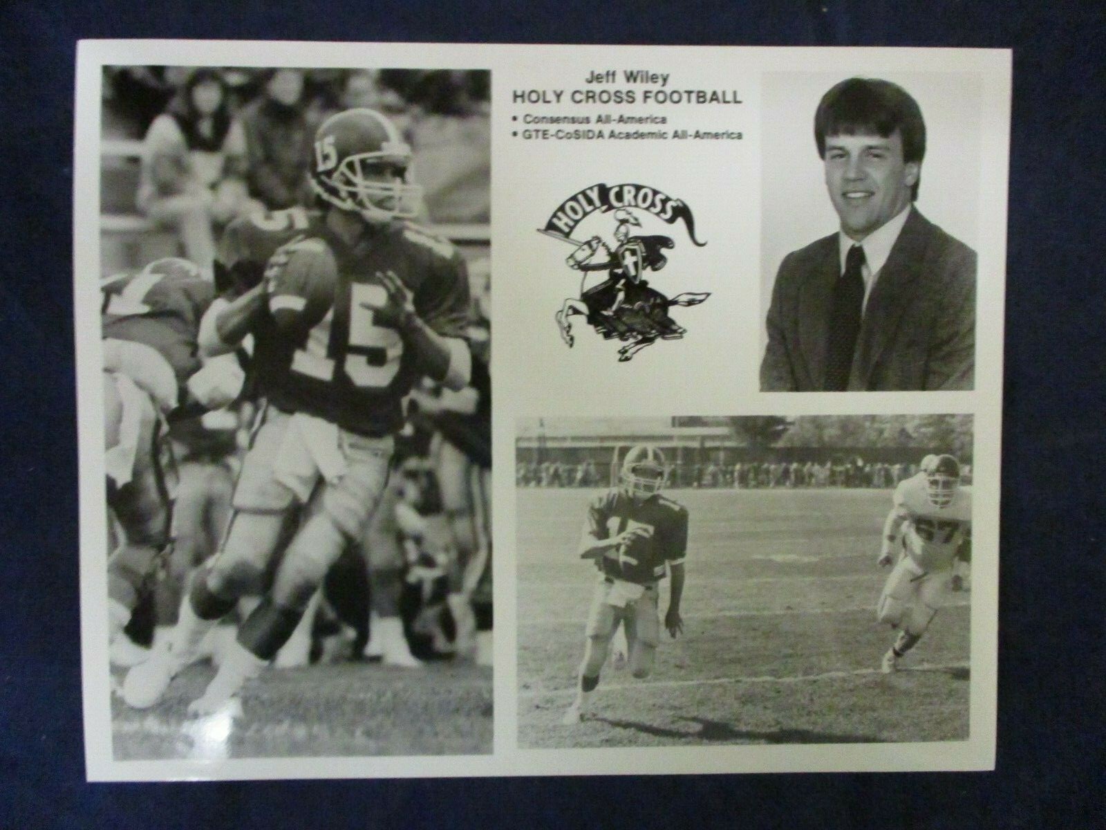Vintage Jeff Wiley Holy Cross football QB All Academic Glossy Press ...