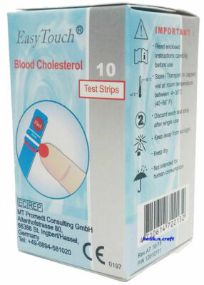 EasyTouch Easy Touch Blood Cholesterol Test Strips - 1 Box @10 Strips ...