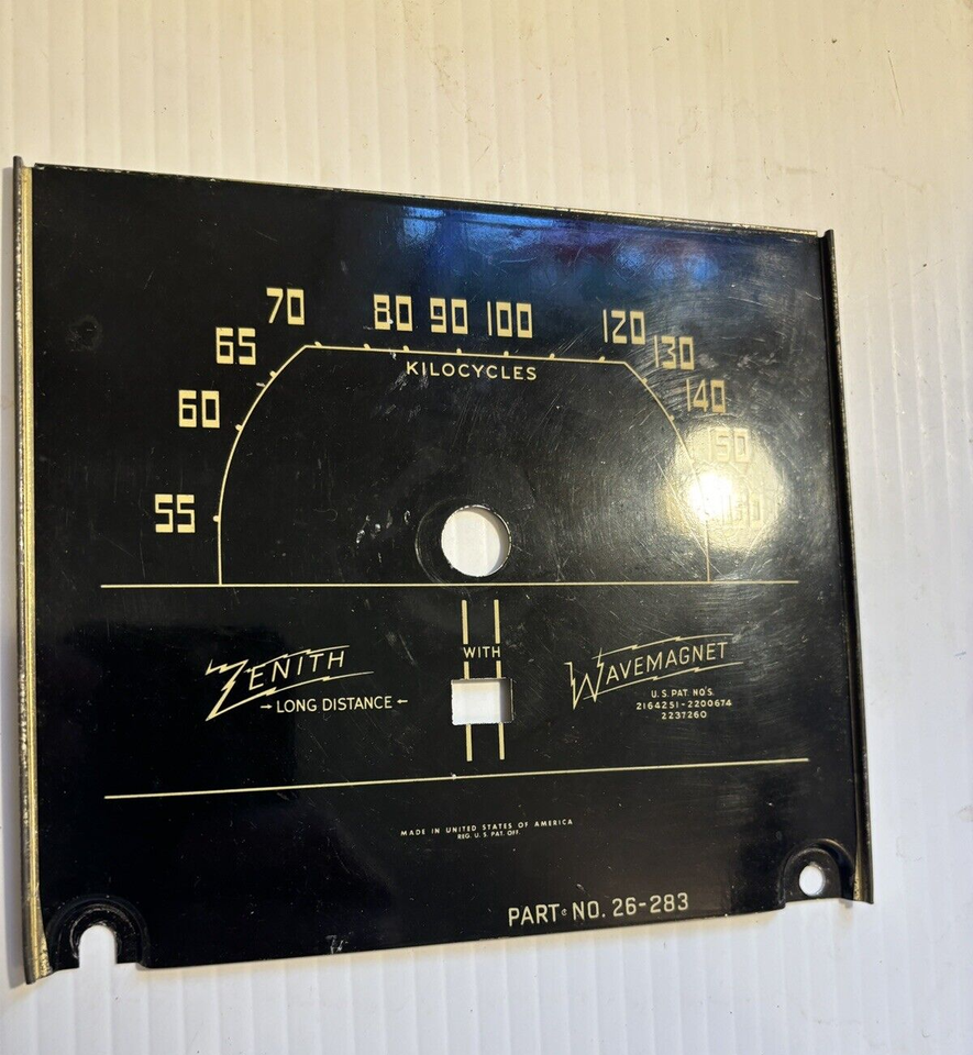 VTG ZENITH LONG DISTANCE TUBE RADIO - DIAL FACE PLATE - 26-283 | eBay