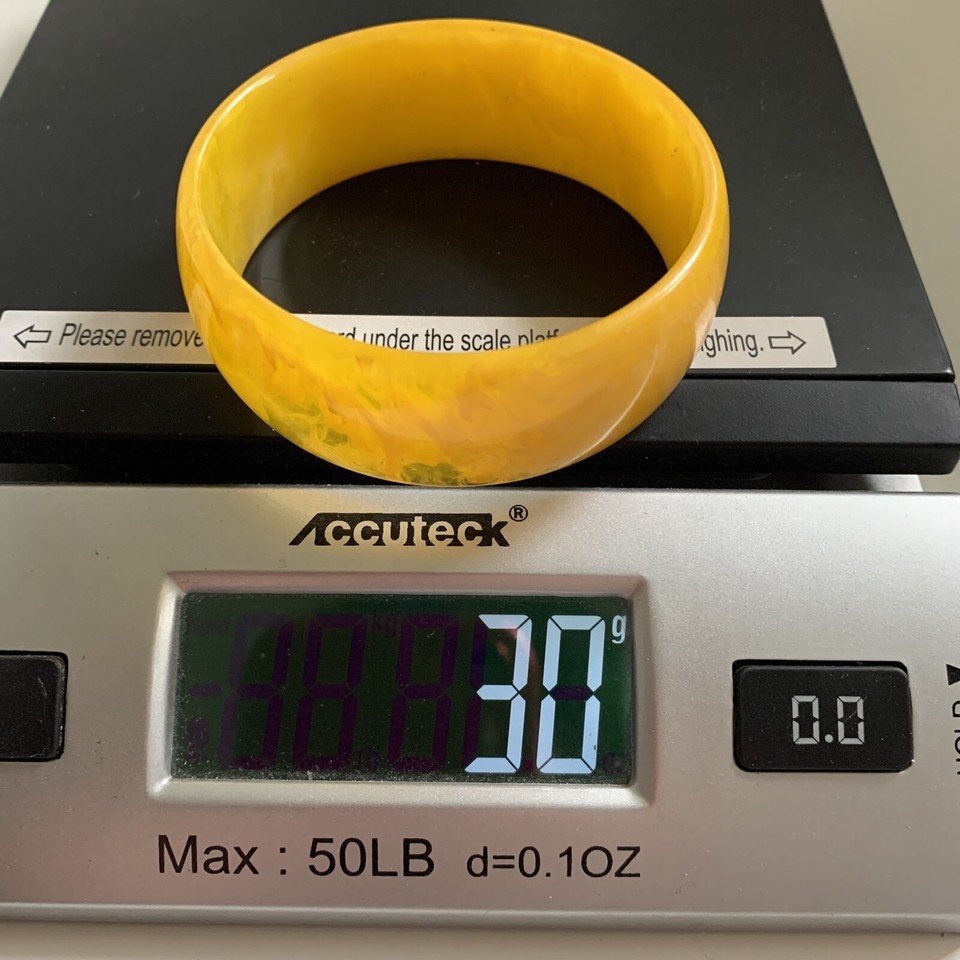 VTG Bakelite Bracelet Lemon Juice Marbled Bright Transparent Domed 15/ ...