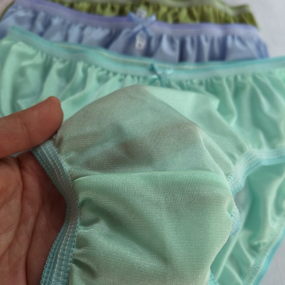 6 Bikini Panties Women Mens Nylon Vintage Silky Soft Light Briefs Hip ...