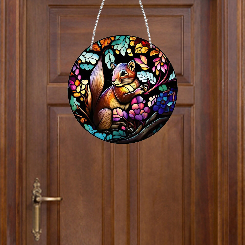 Squirrel Suncatcher Window Panel Hanging Sun Catcher Garden Decor ...