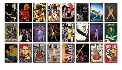 Rock Band Tin Signs Metal Retro Posters Room Music Bar Wall Art Gift | eBay