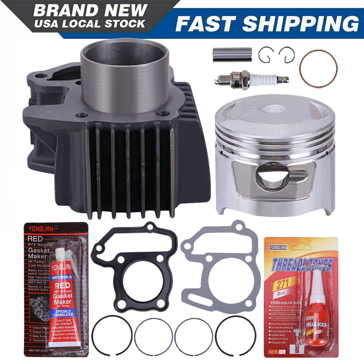 80cc Engine Piston Cylinder Top End Kit for Yamaha Badger Moto-4 Raptor ...