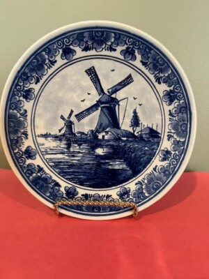 1983 Blue Delft Plate w Windmill Scene | eBay