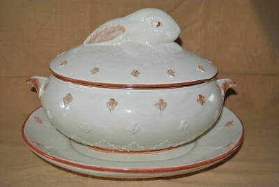 Vintage ABC BASSANO Italy Ceramic Rabbit Lid Soup Tureen Oval Bowl ...