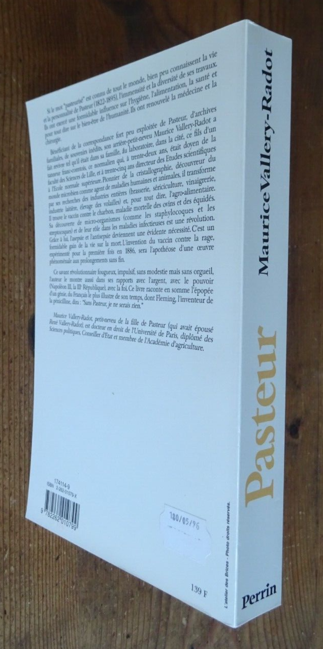 Vallery-Radot Maurice PASTEUR Perrin 1995 Science Biographie | eBay
