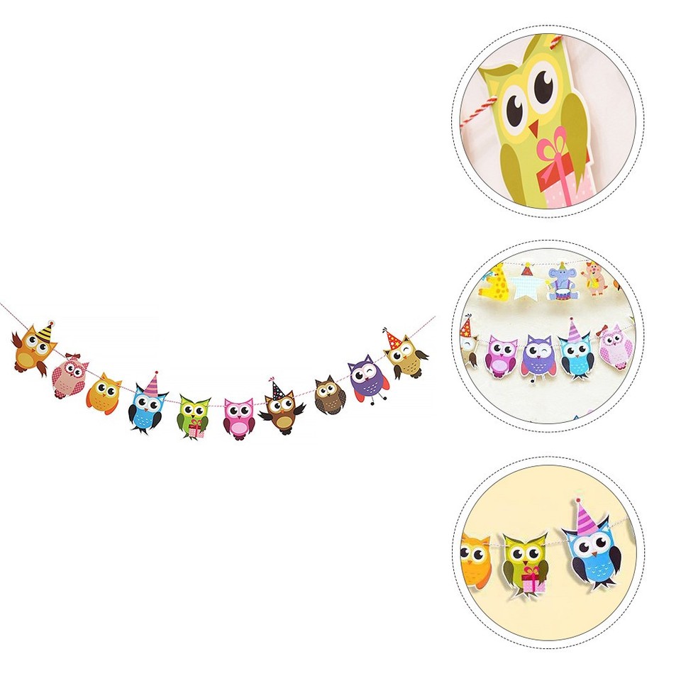 Kids Birthday Decorations Party Cartoon Bunting Decorative Buntings ...