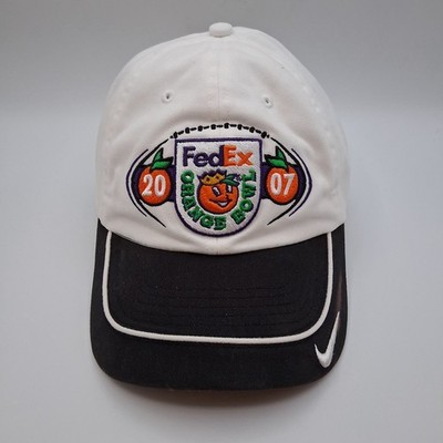 Nike FedEx 0range Bowl 2007 Patch Hat Cap Strap Back White Swoosh Black ...