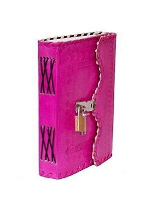 Beautiful Leather journal PINK Diary with Lock Key Unruled Pages 7 ...