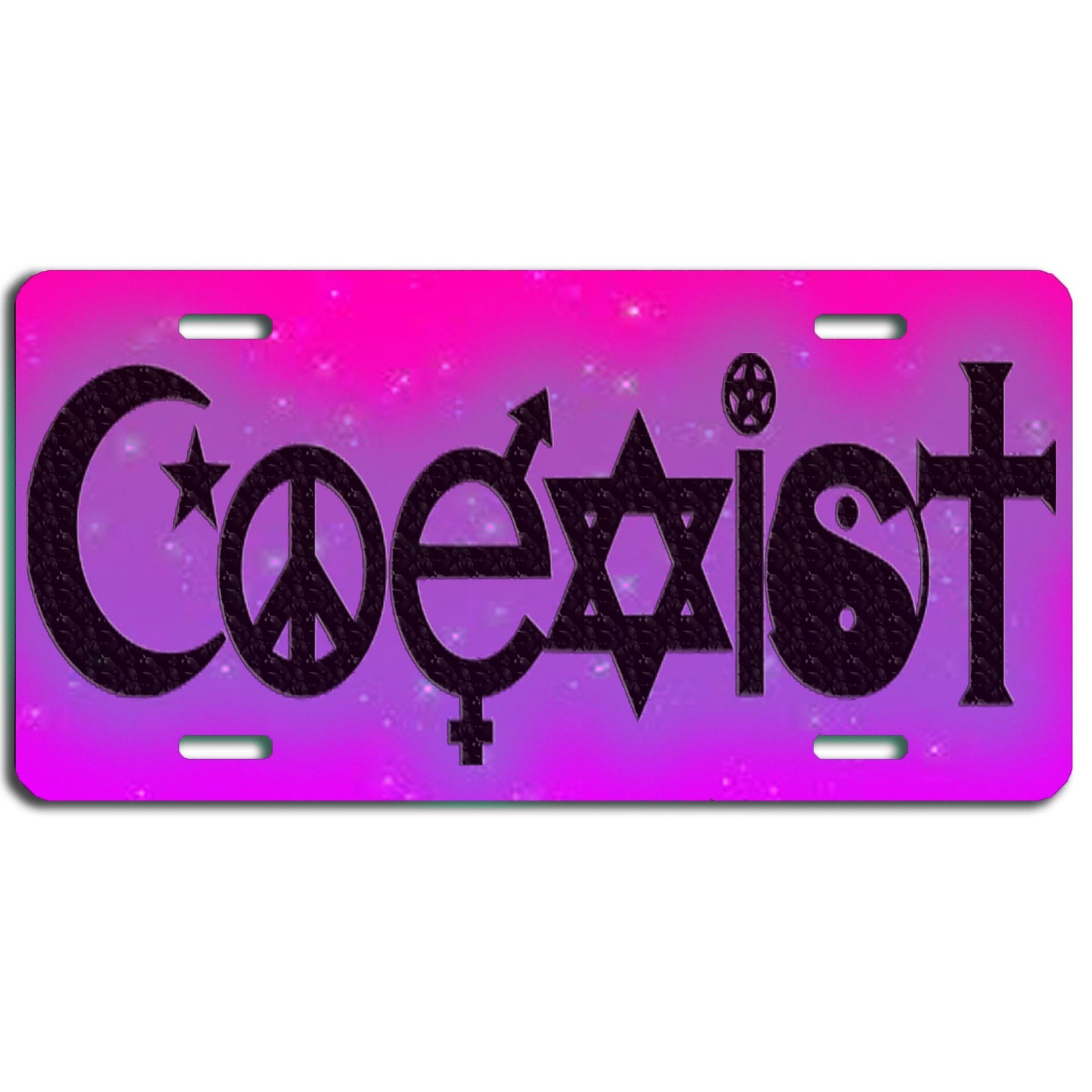 Coexist aluminum license plate car truck SUV tag pink and purple | eBay