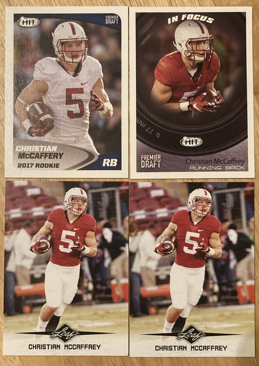 Christian McCaffrey 2017 HIT In Focus & Leaf 4 Rookies Rookie Card ...