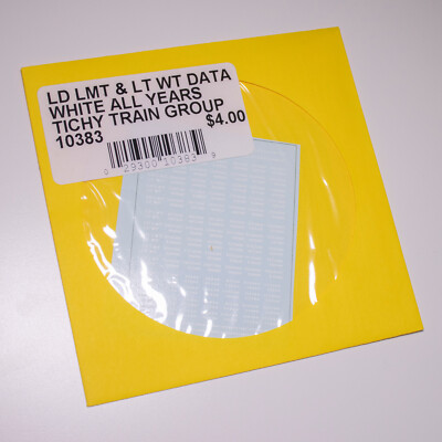 HO Scale Waterslide Decal LD LMT and LT WT Data Set Tichy Train Group ...