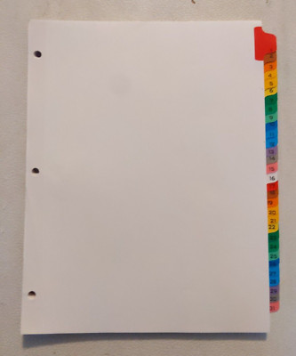 Avery Numbers Table Of Contents Dividers complete set Open Package | eBay