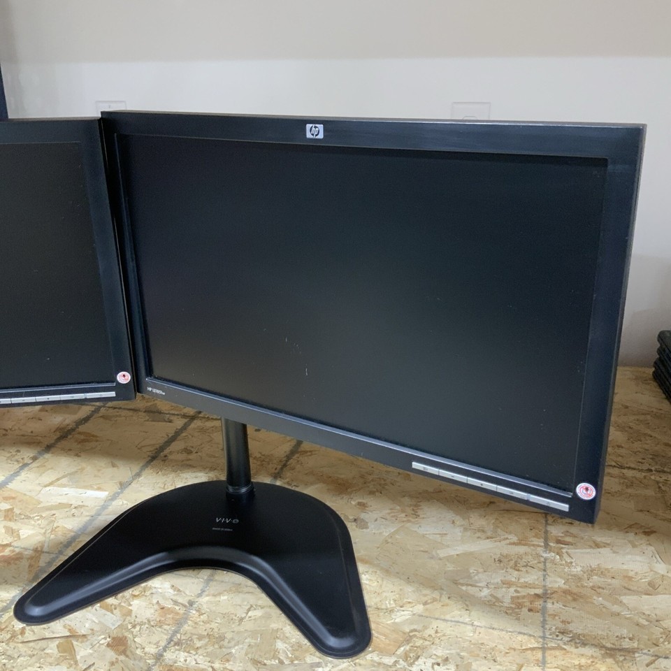 Dual (2) HP LE1851W 18.5" Widescreen LCD Monitor W/ Dual Monitor Stand ...