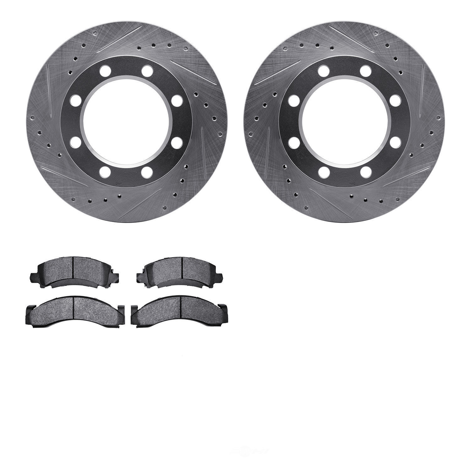 Disc Brake Kit-Rotors-Drilled and Slotted-Silver with Heavy Duty Brake ...