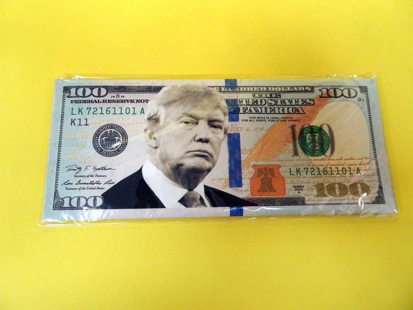 President Donald Trump Hundred Dollar Bill Foldable Canvas Wallet Maga ...