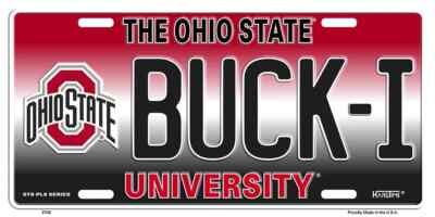 OHIO STATE BUCK-I UNIVERSITY EMBOSSED METAL NOVELTY LICENSE PLATE TAG ...