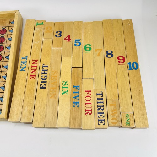 Vintage Wooden Montessori Numbers Rods Pattern Puzzle Early Learning ...