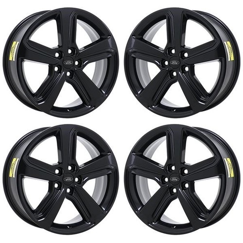 18" FORD EDGE GLOSS BLACK WHEELS RIMS FACTORY OEM 10193 2019-2024 SET ...