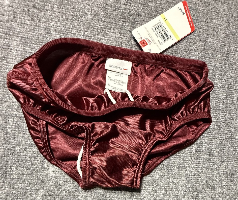 Vintage Speedo Racing Briefs Size 30 Swimwear Bottom Deep Maroon NWT ...