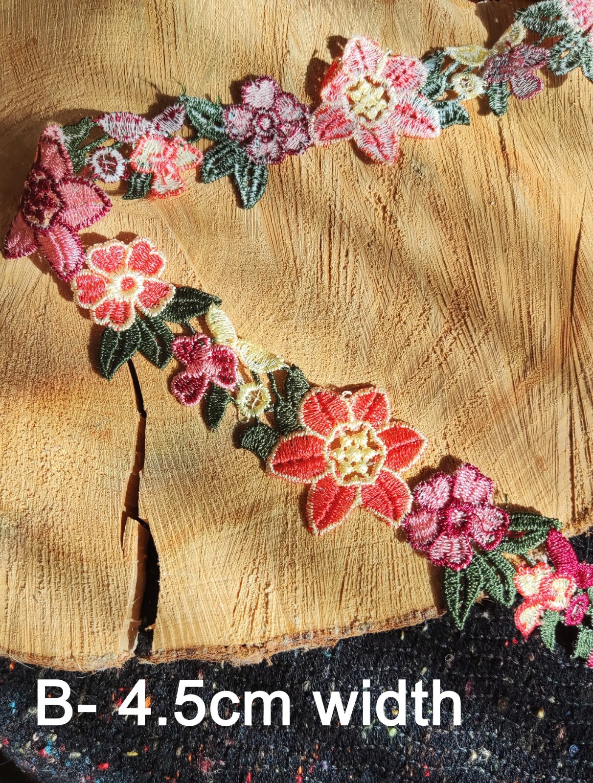 Bold Flower Embroidered Trim/Red Floral Lace Ribbon| DIY Sewing Border ...