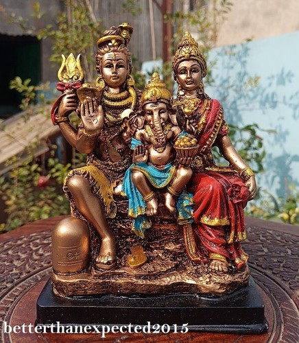 Shiv Parvati Ganesha Pariwar Parivar Résine Statue Modèle Murti -17.8cm ...