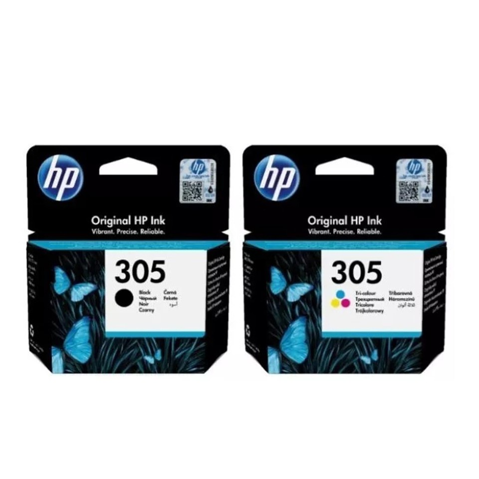 HP 305 Black & Colour Ink Cartridges, 3YM61AE /3YM60AE for DeskJet 2710 ...