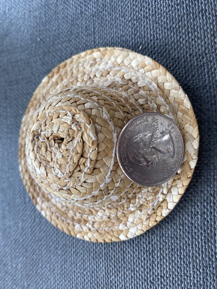12 X Vintage Miniature Straw Hats for Crafts, Dolls Teddy Bears | eBay