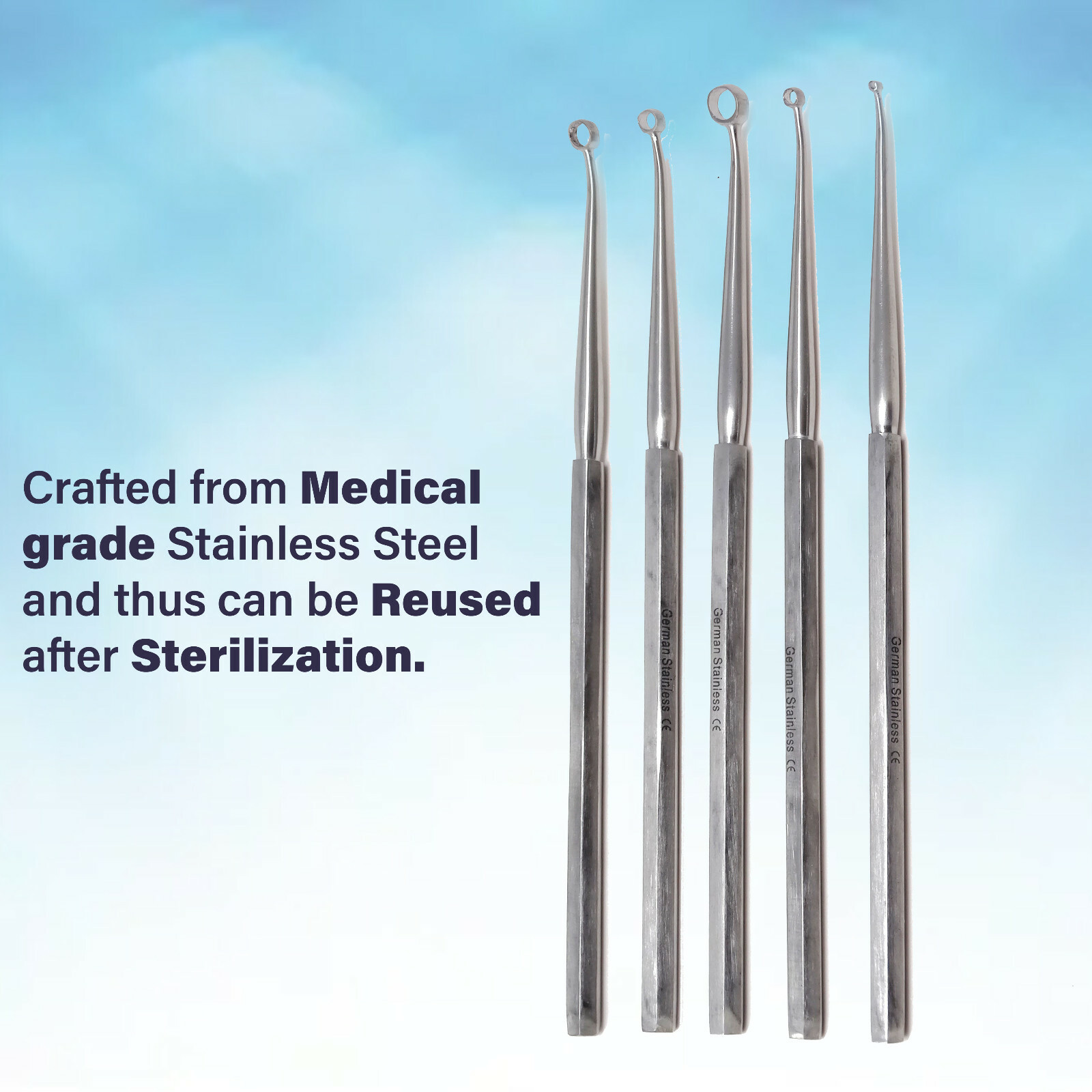 Set Of 5 Buck Ear Curettes Blunt Curved Ent Surgical Instruments | eBay