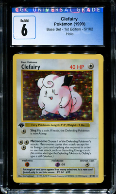 Clefairy - 5/102 - CGC 6 - 1st Edition Shadowless - Base Set - Pokemon ...