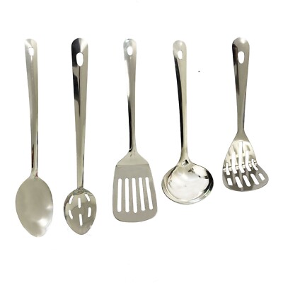 9" LONG STAINLESS STEEL KITCHEN UTENSILS Spatula Spoon Masher Ladle ...