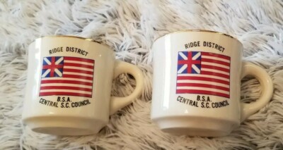 Vintage Boy Scouts BSA Set of 2 Coffee Mugs RIDGE DISTRICT CENTRAL SC ...